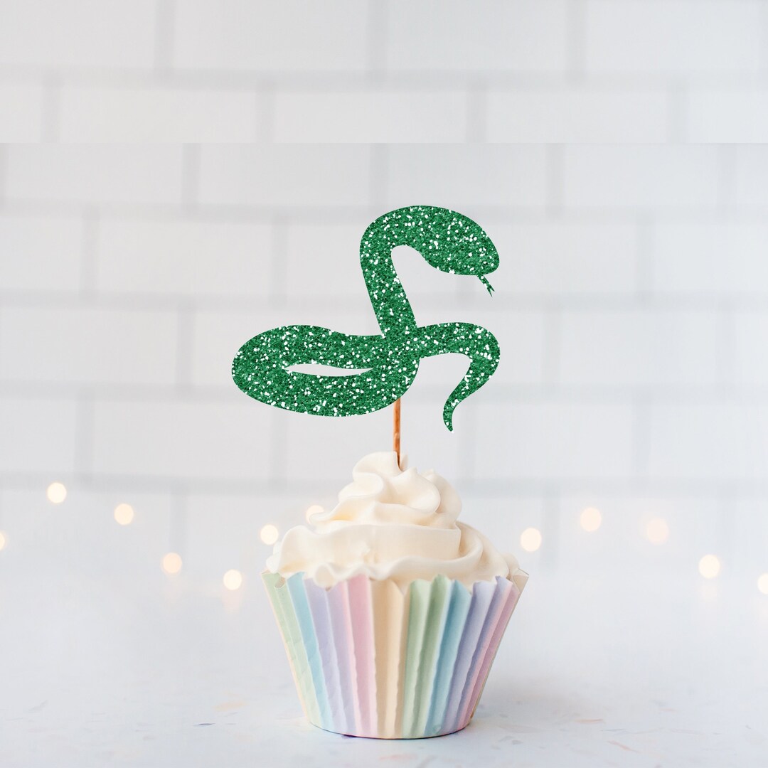 Glitter Snake Cupcake Toppers, Reptile Party, Snake Birthday, Jungle ...