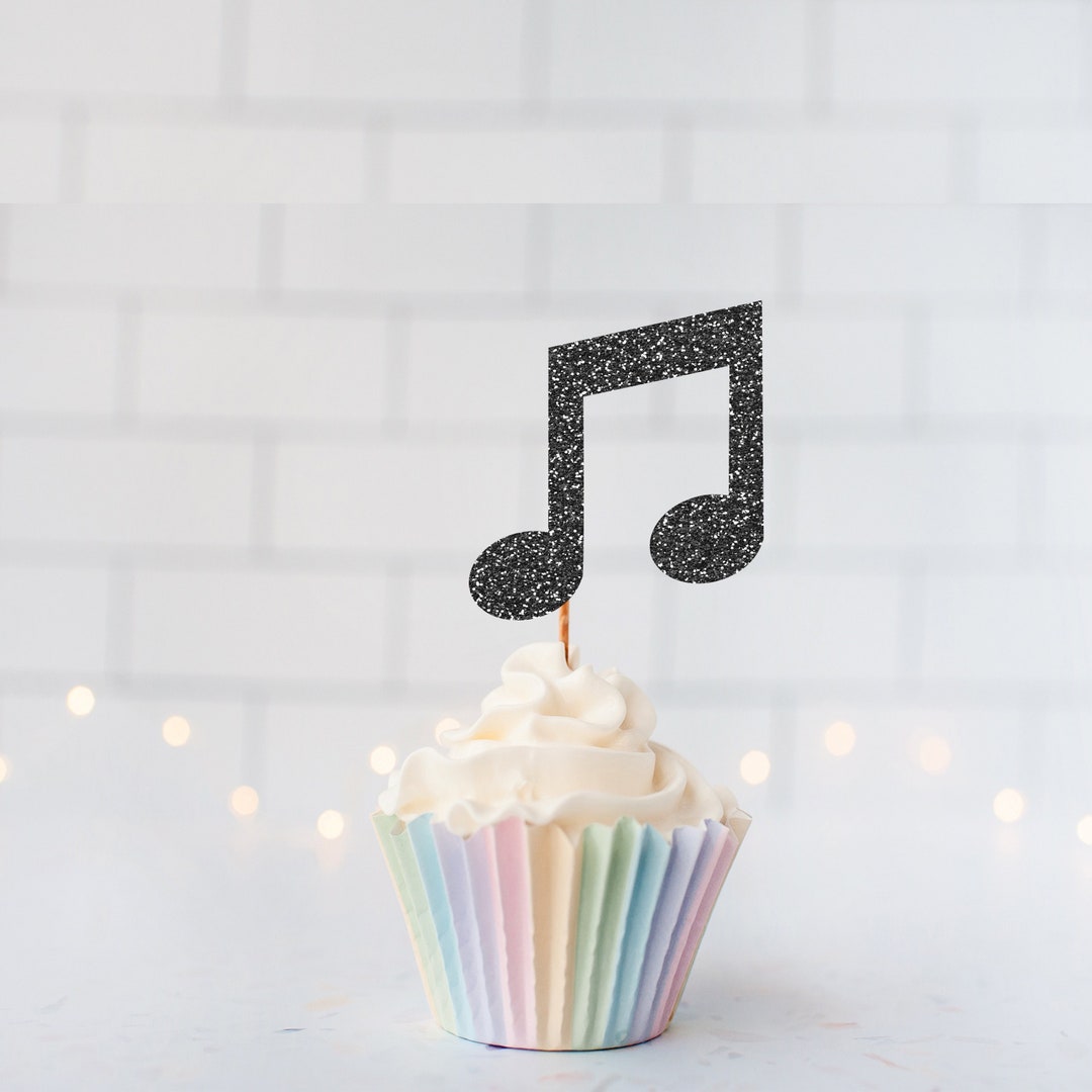 Glitter Music Note Cupcake Toppers, Glitter Cupcake Toppers, Glitter ...