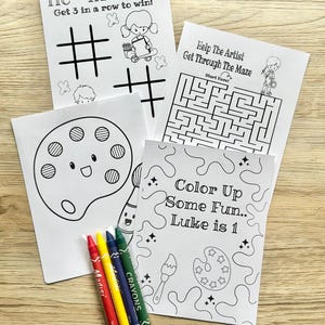 Personalized Art Party Coloring Kit Favors, Artist Party Coloring Book ...