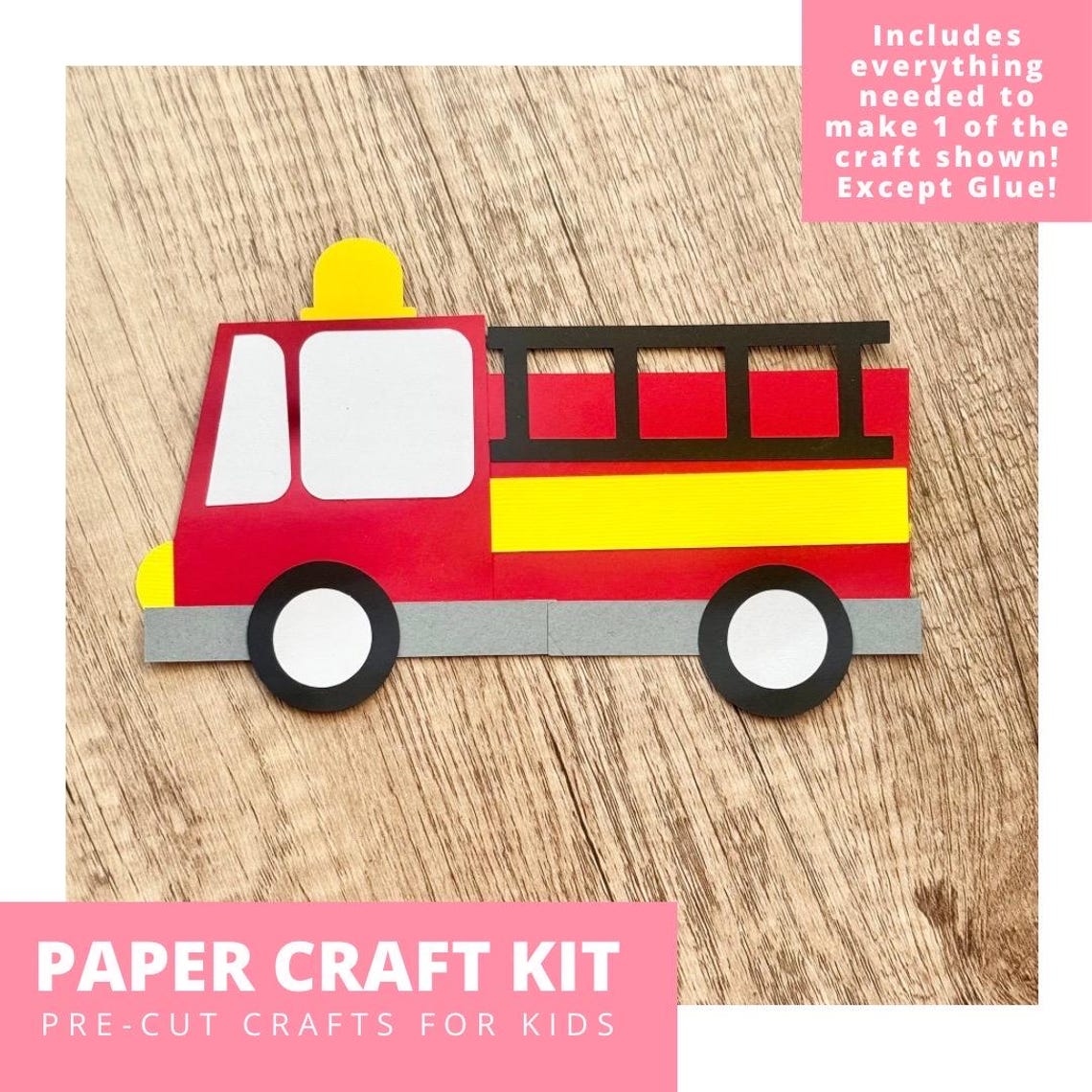 Fire Truck Paper Craft Kit, Firefighter Arts & Crafts Kit for Kids ...