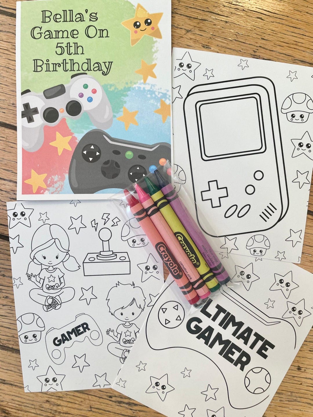 Personalized Video Gamer Coloring Kit Favors Gamer Coloring Book Favors ...