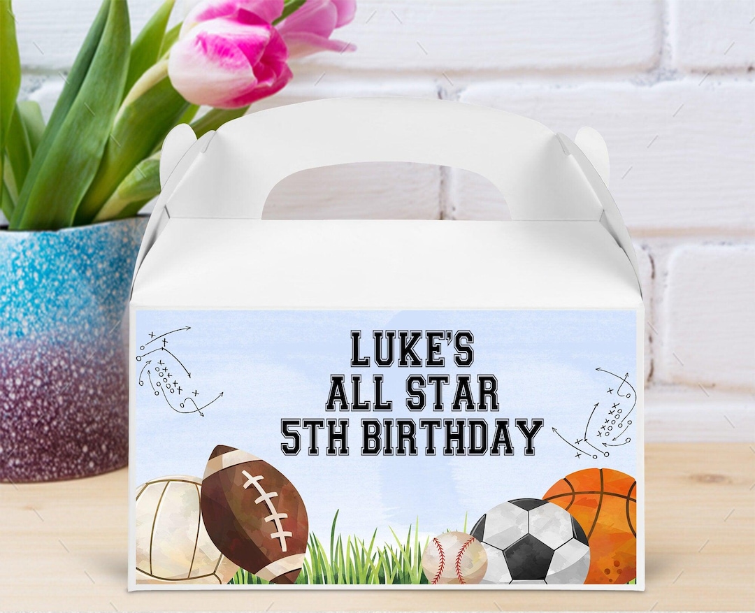 Personalized Sports Goodie Boxes, Custom Sports Party Goodie Box Labels ...