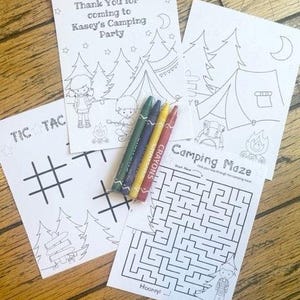 Personalized Camping Coloring Kit Favors, Camping Party Coloring Book ...