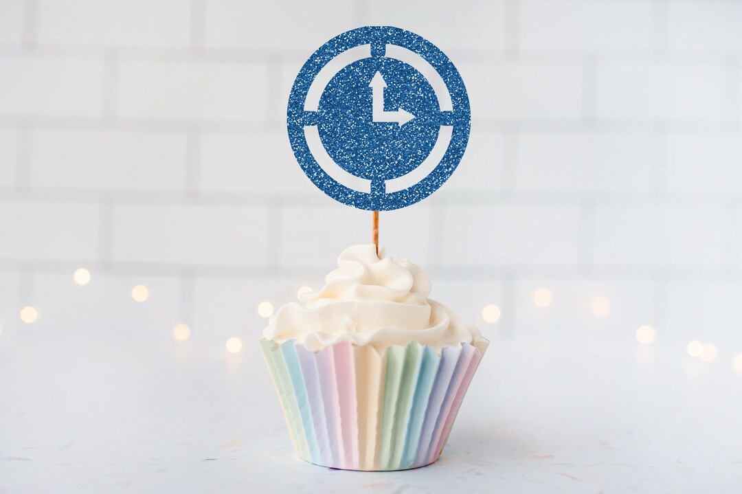 Glitter Clock Cupcake Toppers, Glitter Cupcake Toppers, Glitter Cake ...