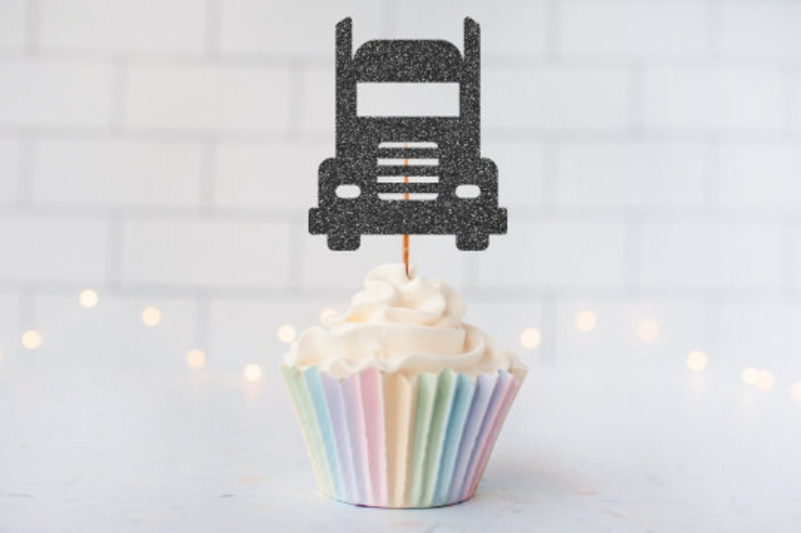 Glitter Big Rig Truck Cupcake Toppers Glitter Cupcake Toppers Glitter ...