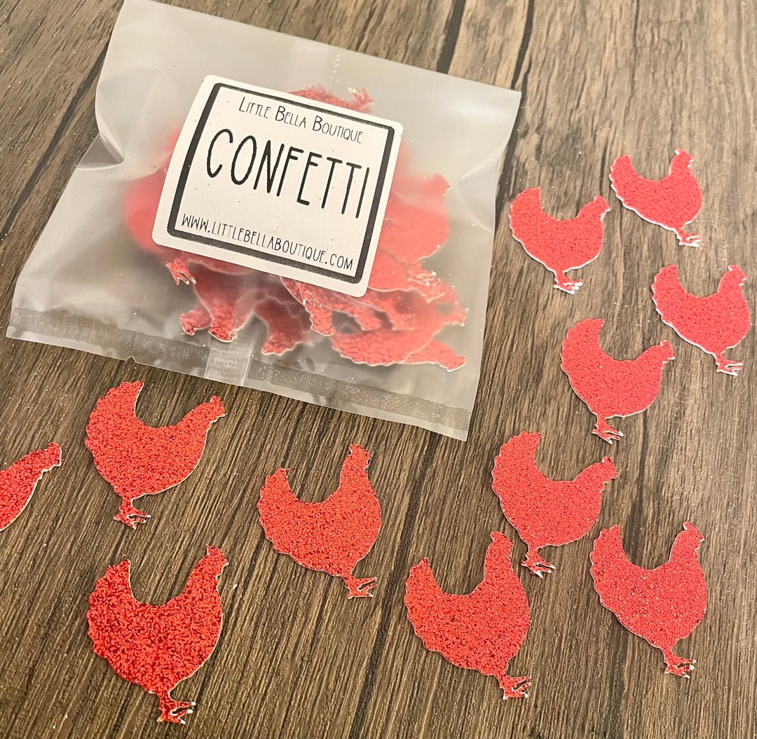 Glitter Chicken Confetti, Chicken Table Scatter, Cardstock Confetti ...