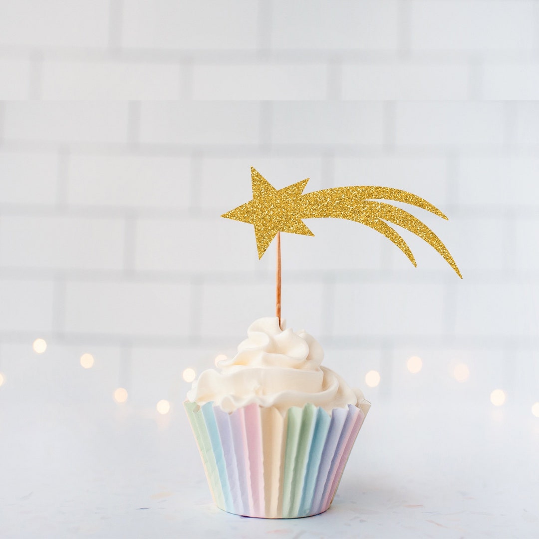 Glitter Shooting Star Cupcake Toppers, Star Theme, Our of This World ...