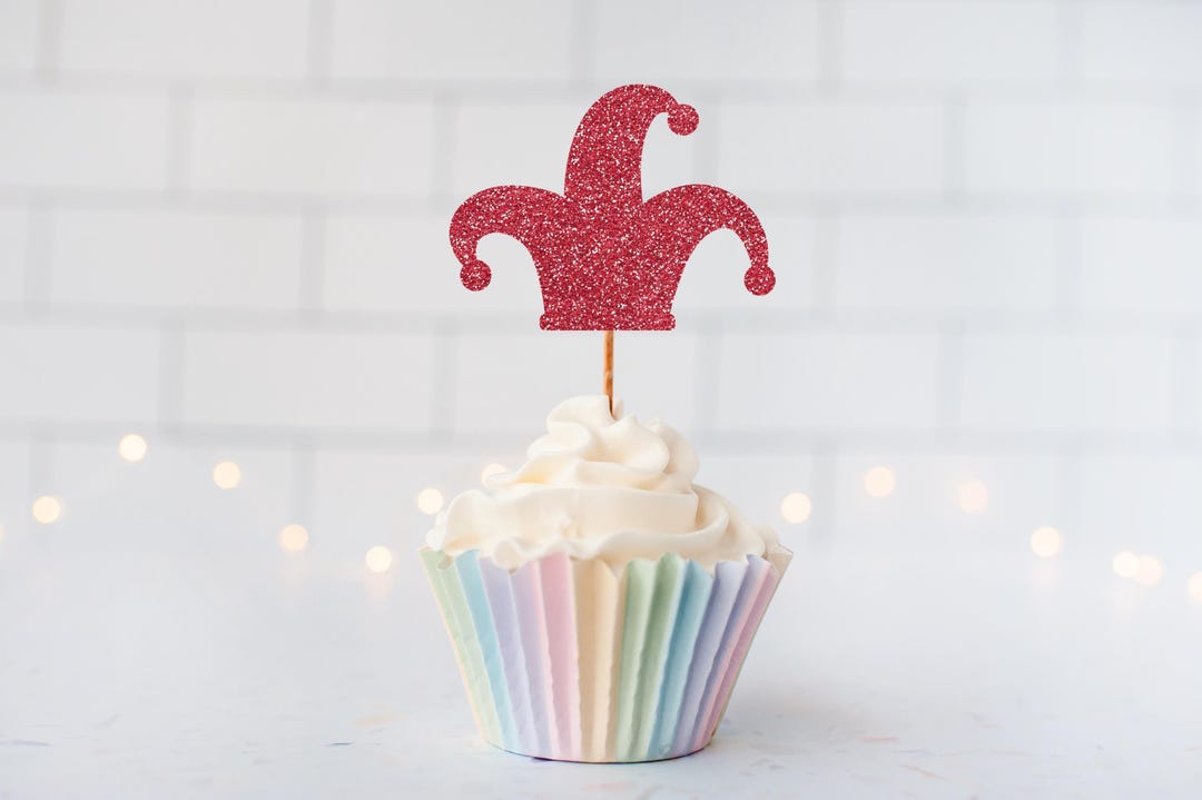 Glitter Jester Hat Cupcake Toppers, Mardi Gras, Fat Tuesday, NOLA ...