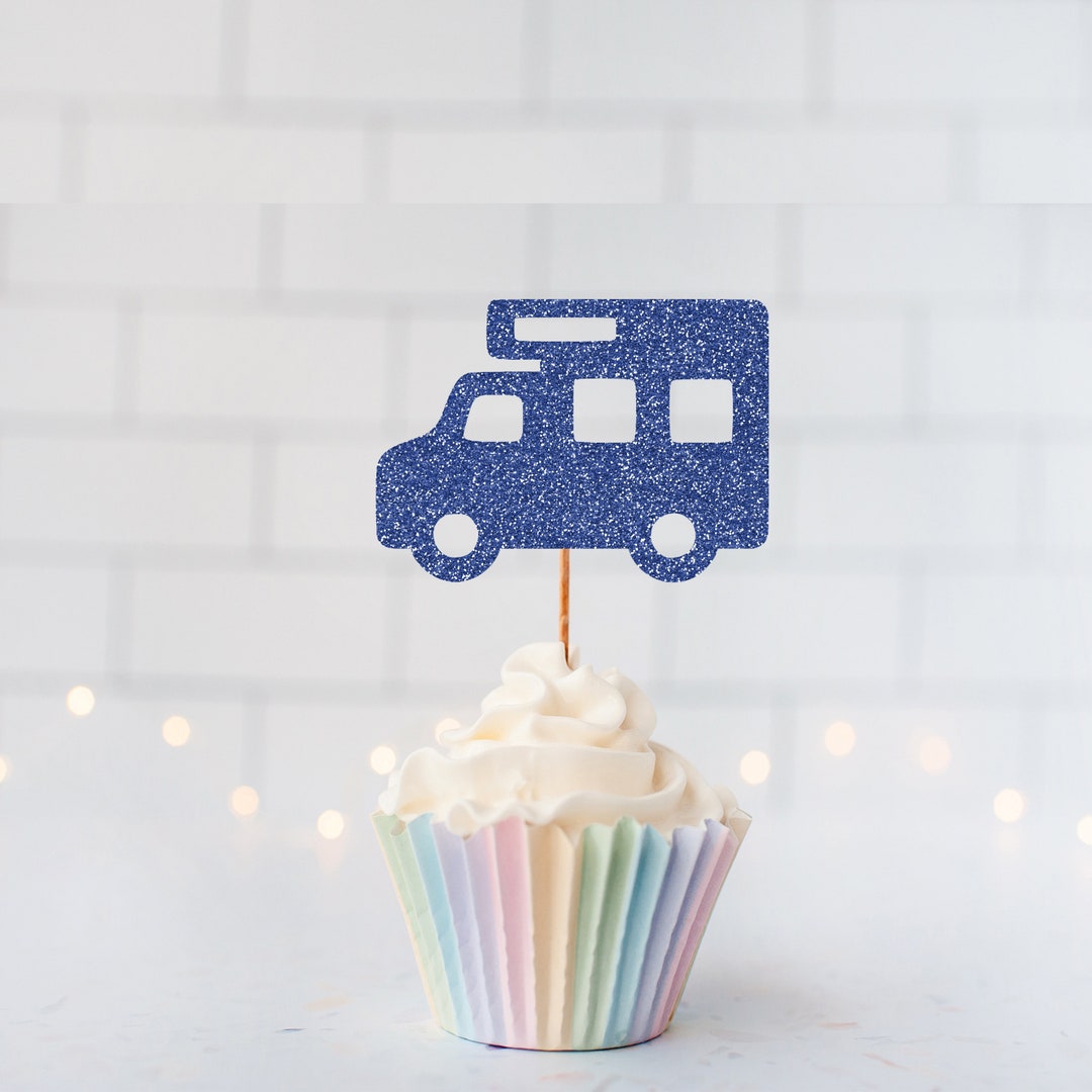 Glitter RV Camper Cupcake Toppers, RV Decor, Camping Party, Glamping ...