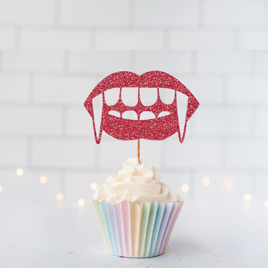 Glitter Vampire Fangs Cupcake Toppers, Glitter Cupcake Toppers, Glitter ...