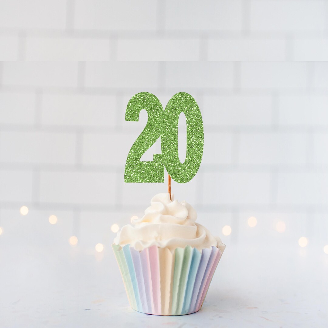 Glitter Number 20 Cupcake Toppers, 20th Birthday, Age Twenty, Number 20 ...