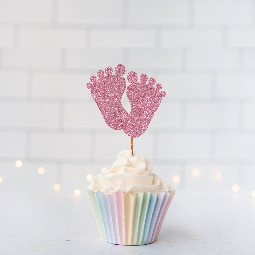 Glitter Baby Feet Cupcake Toppers Glitter Cupcake Toppers Glitter Cake ...