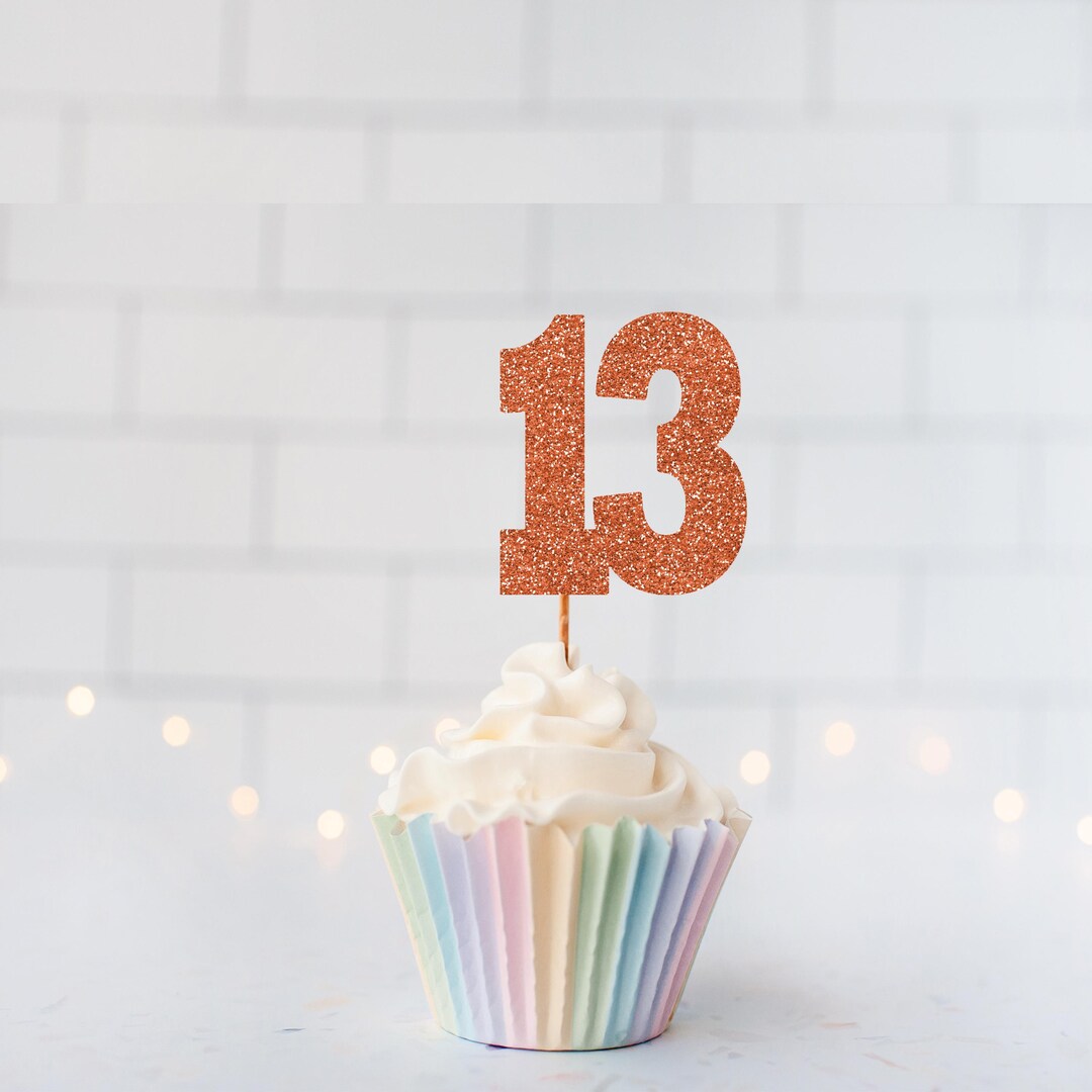 Glitter Number 13 Cupcake Toppers, 13th Birthday, Age Thirteen, Number ...