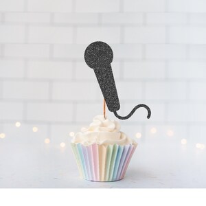 Glitter Microphone Cupcake Toppers, Glitter Cupcake Toppers, Glitter ...