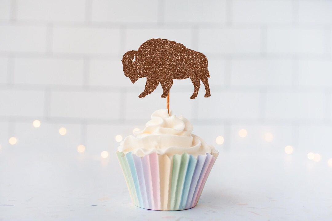 Glitter Bison Cupcake Toppers, Glitter Cupcake Toppers, Glitter Cake ...