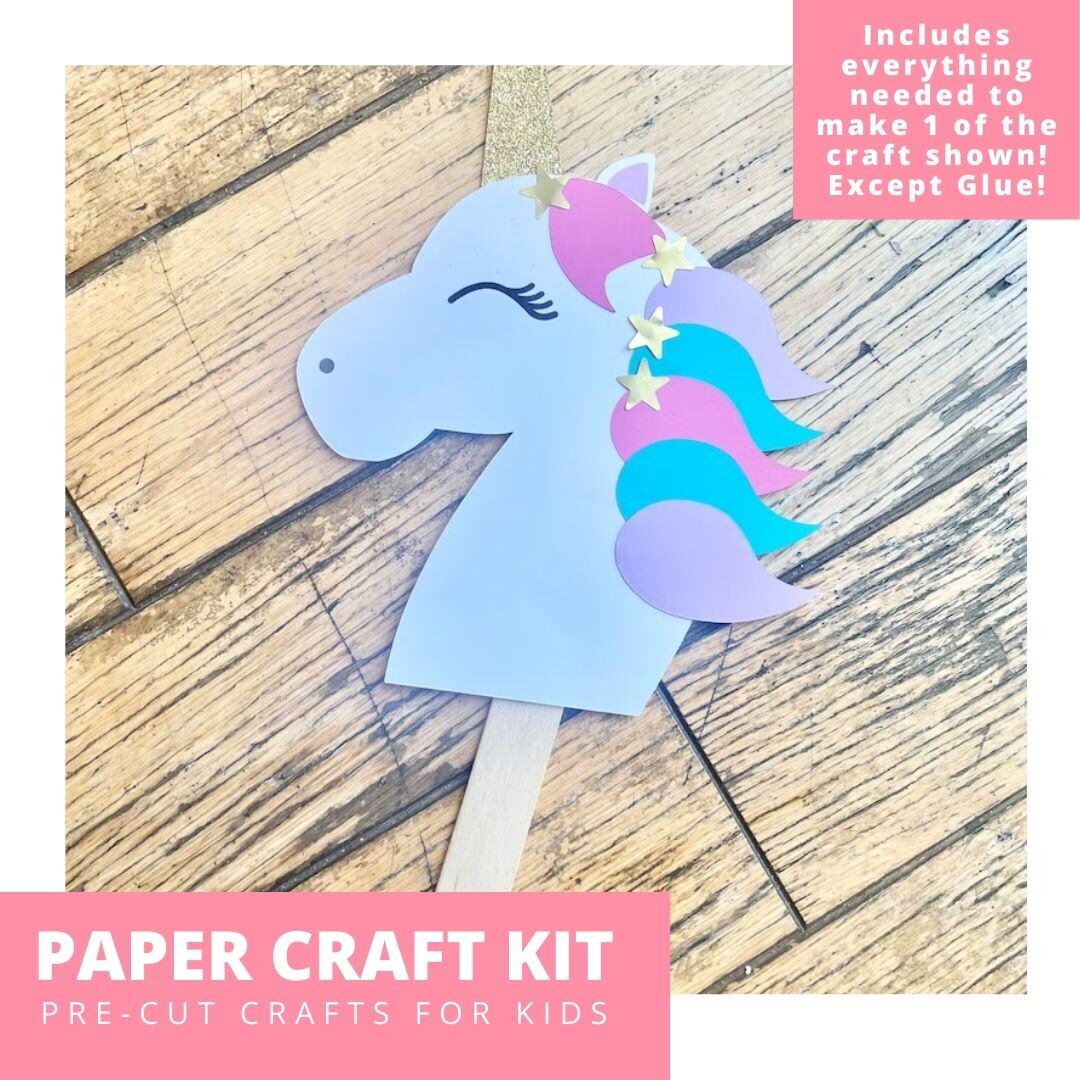 Unicorn Stick Puppet Paper Craft Kit, Unicorn Arts & Crafts Kit for ...