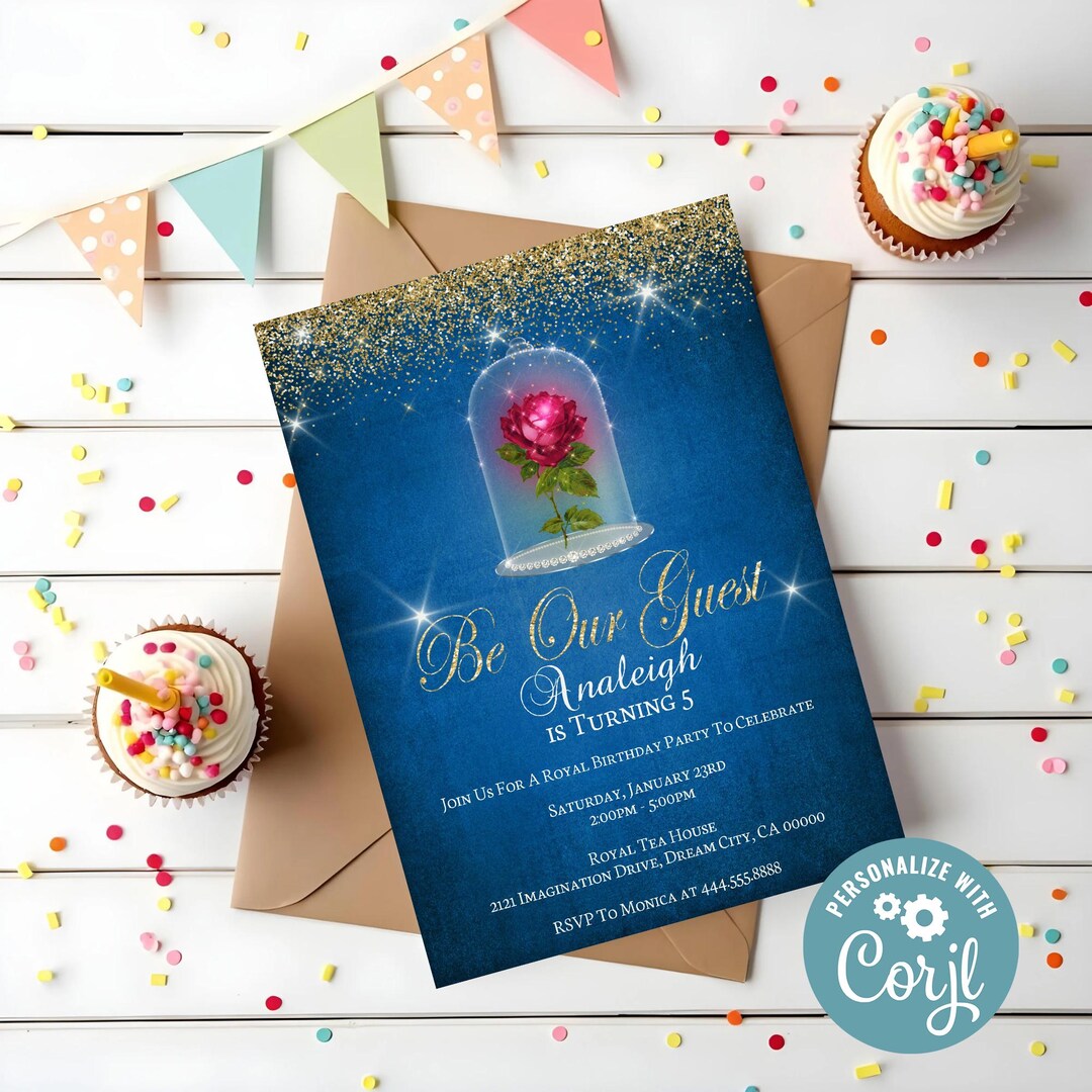 Be Our Guest Digital Party Invitation, Editable and Printable Party ...