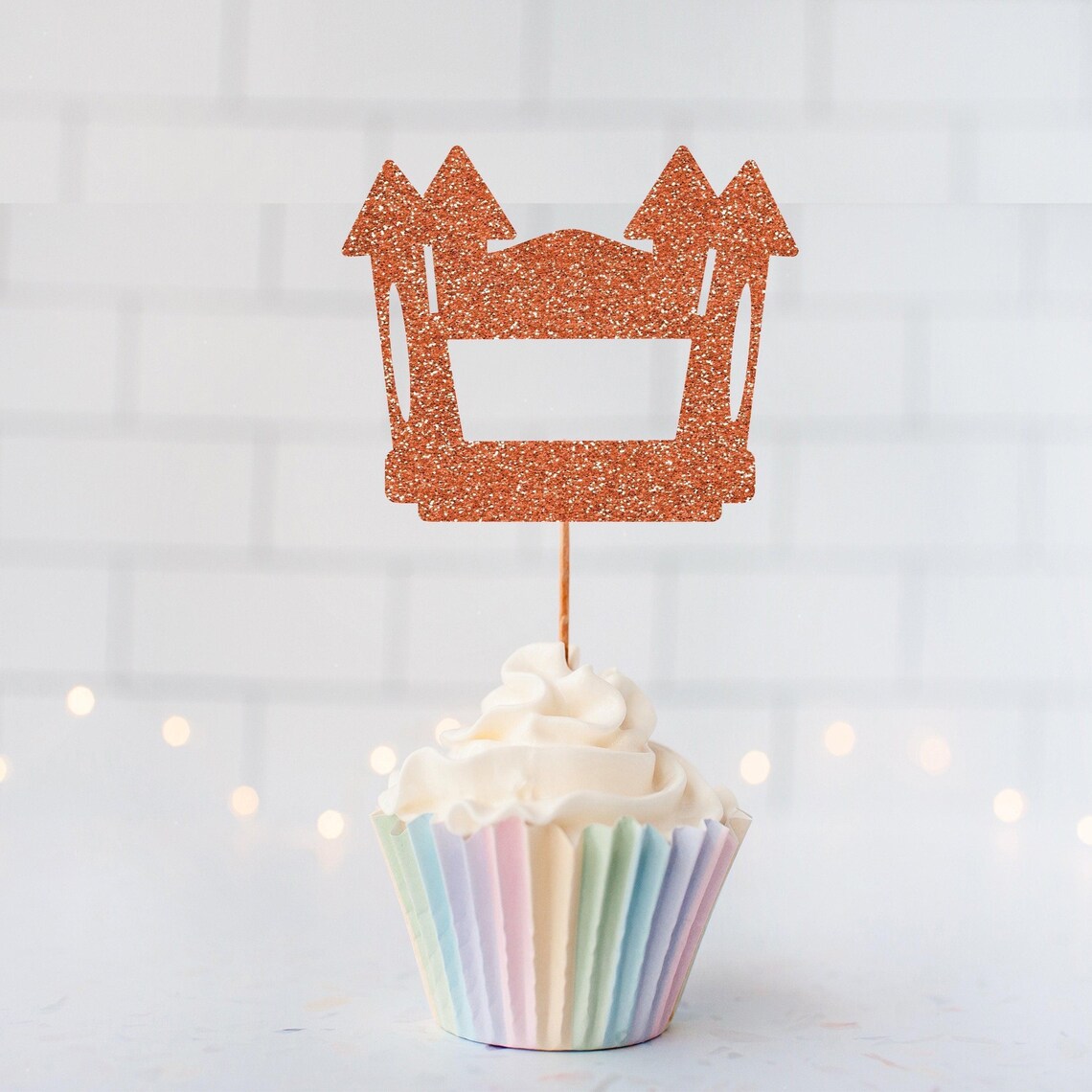 Glitter Bounce House Cupcake Toppers, Glitter Cupcake Toppers, Jumping ...