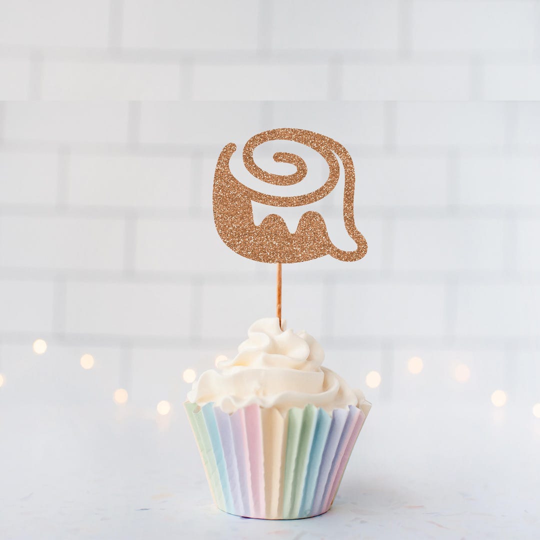 Glitter Cinnamon Roll Cupcake Toppers, Glitter Cupcake Toppers, Glitter ...