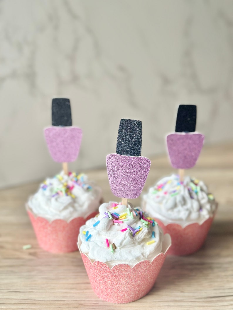 Glitter Nail Polish Cupcake Toppers Layered Glitter Cupcake Toppers ...