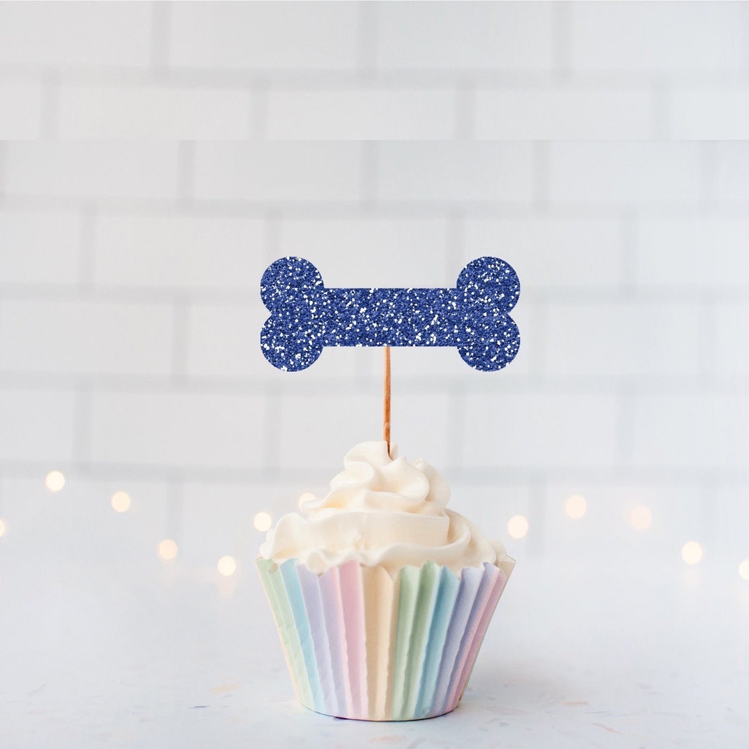 Glitter Dog Bone Cupcake Toppers, Glitter Cupcake Toppers, Glitter Cake ...