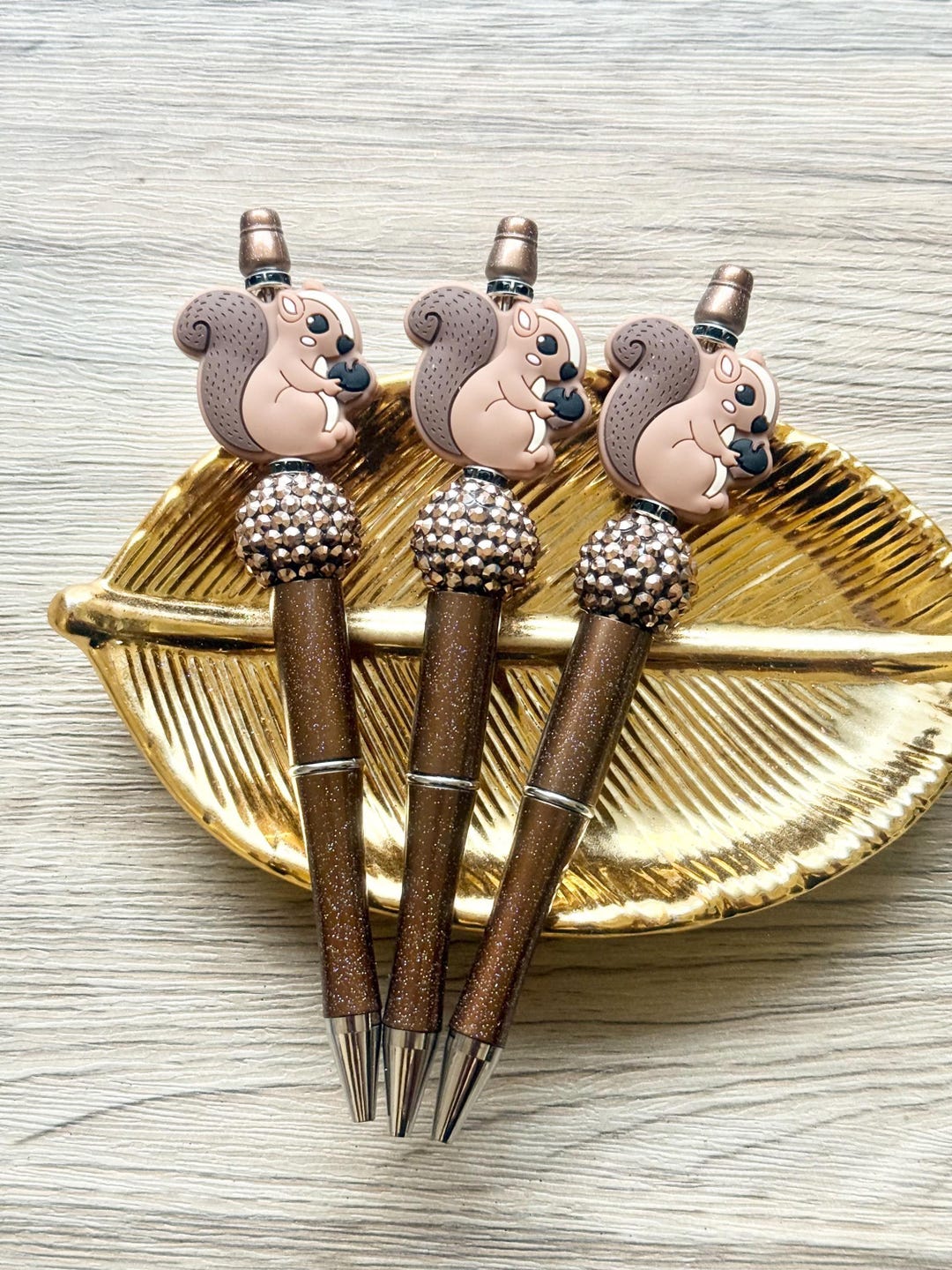 Squirrel Beaded Ink Pens, Cute Stationery, Pastel Pen, Woodland Animal ...