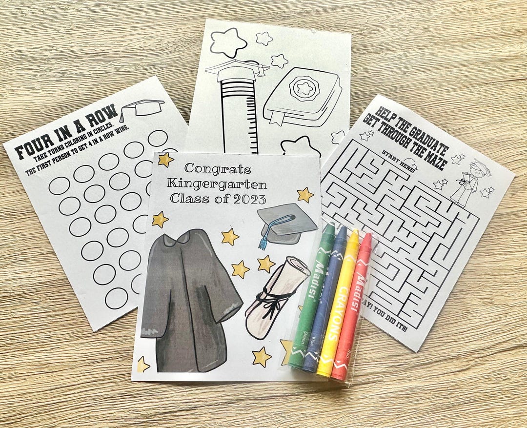 Personalized Graduation Coloring Kit Favors, Graduation Coloring Book ...