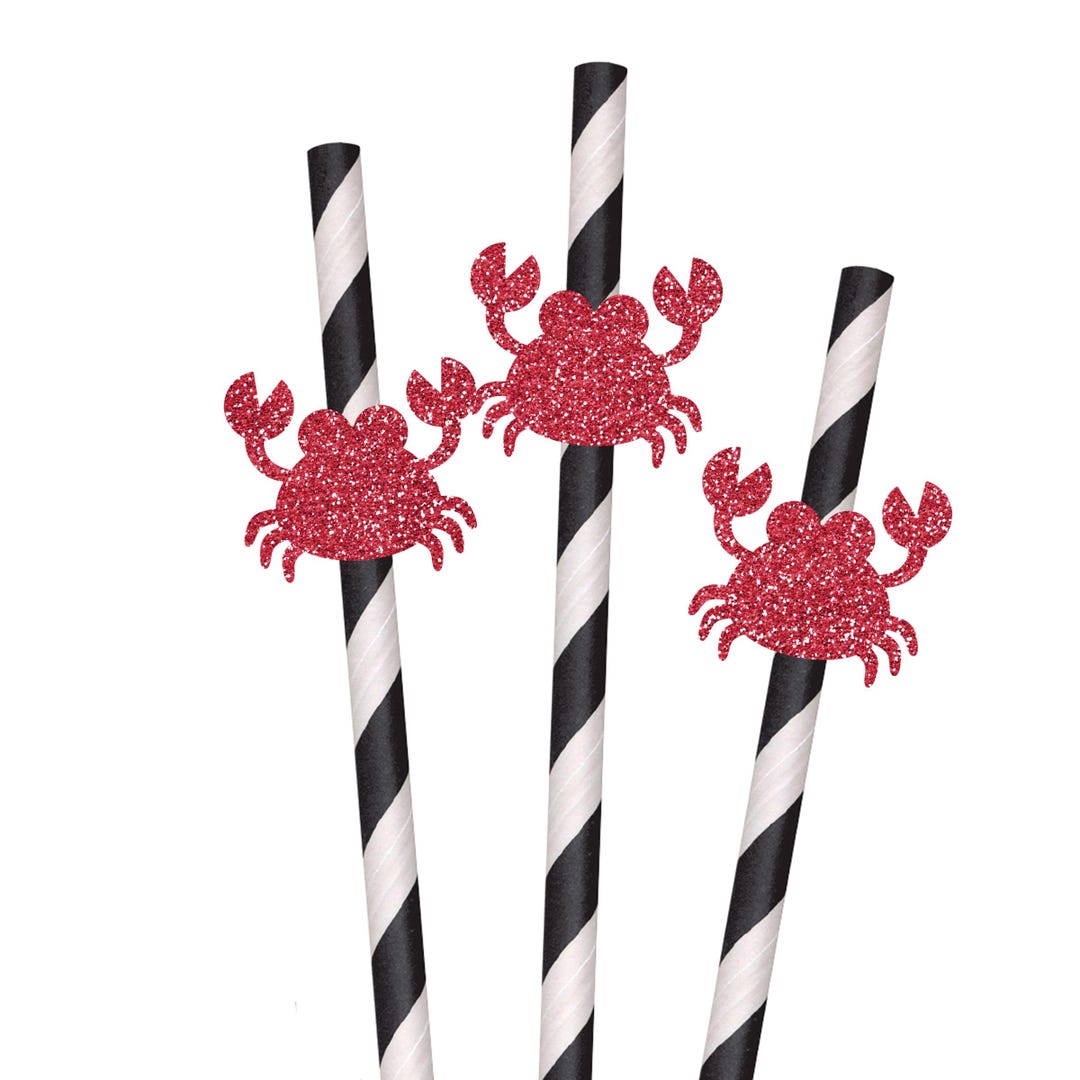 Glitter Crab Party Straws - 10ct, Under the Sea, Crab Decor, Crab Party ...