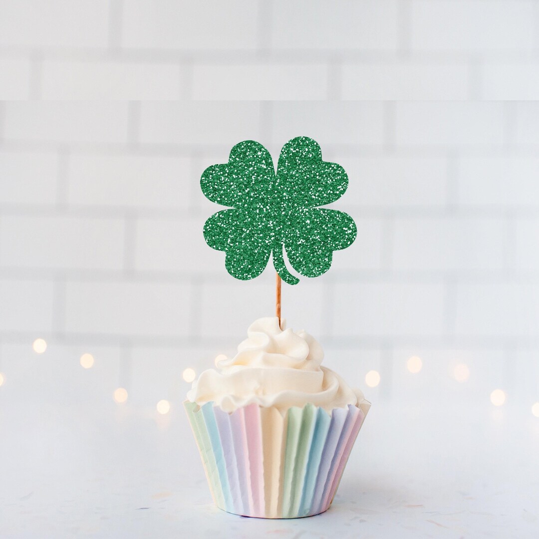 Glitter Shamrock Cupcake Toppers, Glitter Cupcake Toppers, Shamrock ...