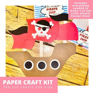 Pirate Ship Paper Craft Kit, Pirate Arts & Crafts Kit for Kids, Pirate ...