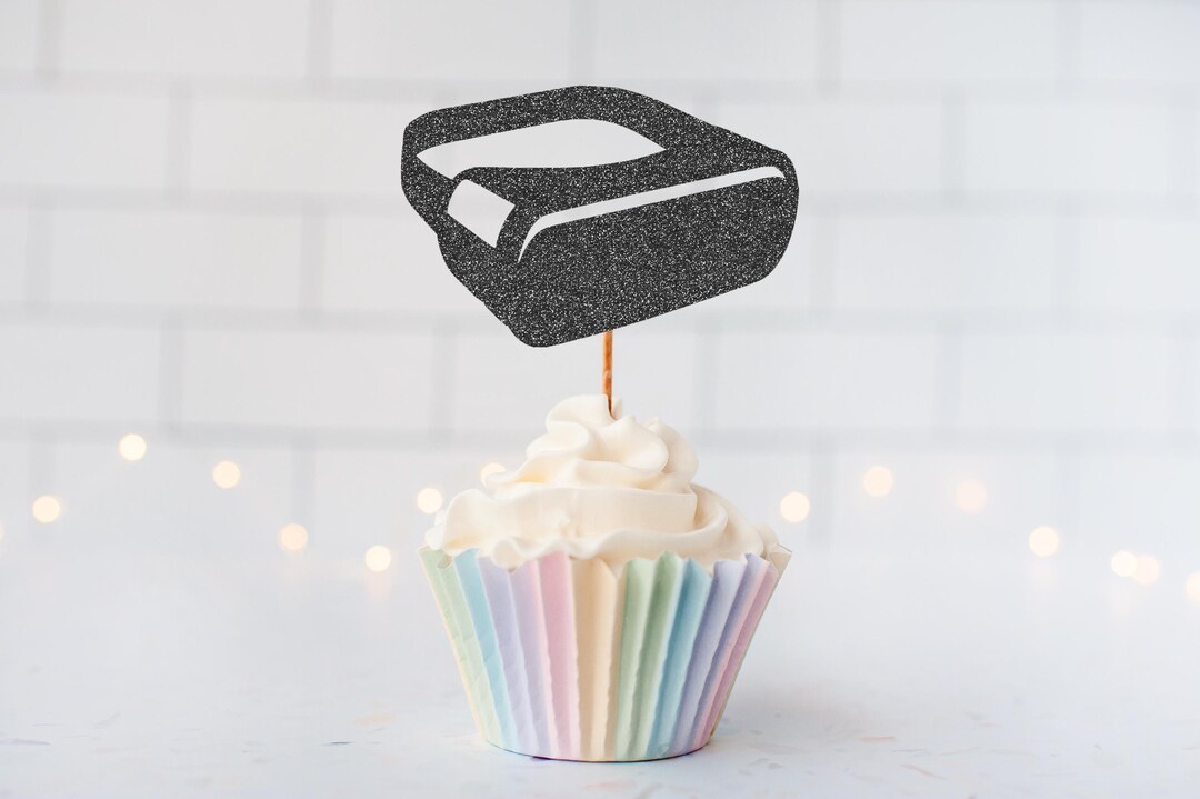 Glitter VR Headset Cupcake Toppers, Glitter Cupcake Toppers, Glitter ...