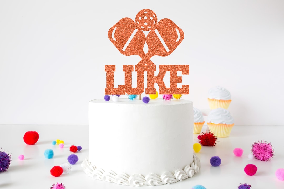 Glitter Pickleball Cake Topper, Glitter Cake Decor, Party Cake Topper ...