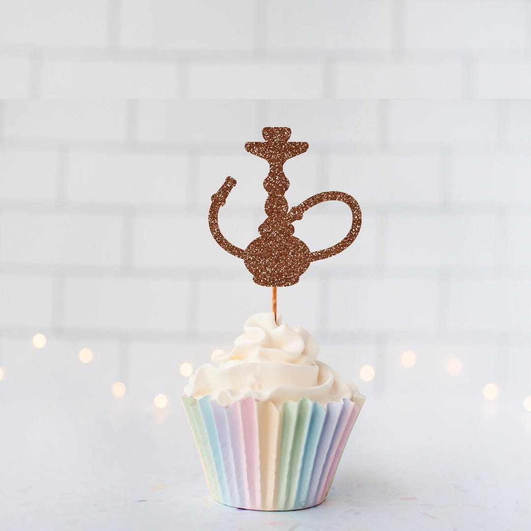 Glitter Hookah, Cupcake Toppers, Party Decor, Birthday Decor ...