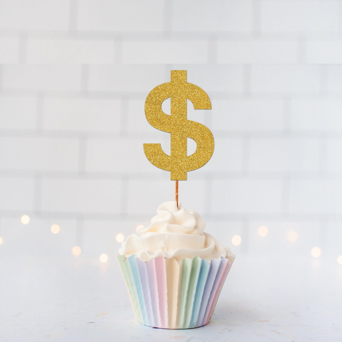 Glitter Dollar Sign Cupcake Toppers, Casino Party, Money Theme, Vegas ...