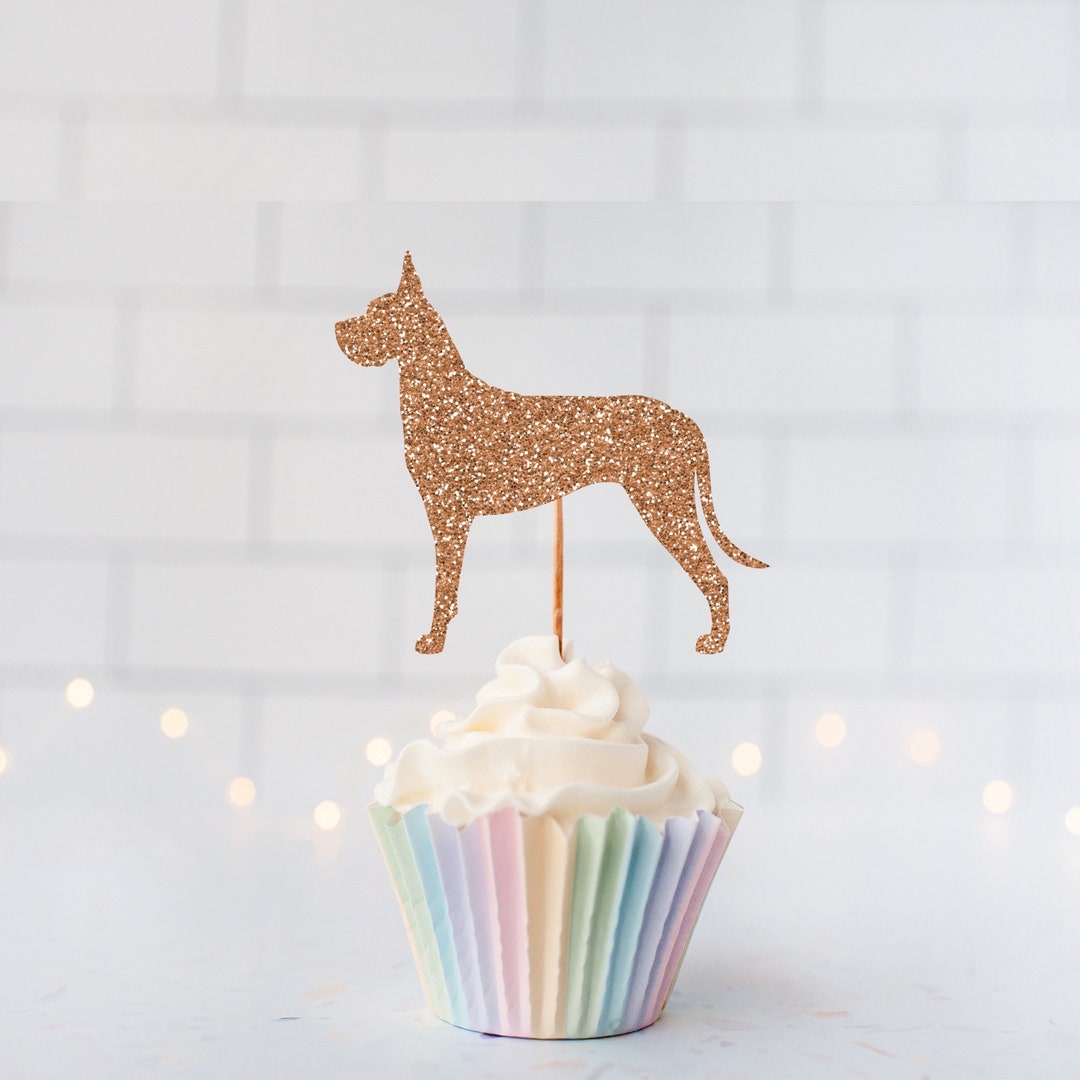 Glitter Great Dane Cupcake Toppers, Glitter Cupcake Toppers, Glitter ...