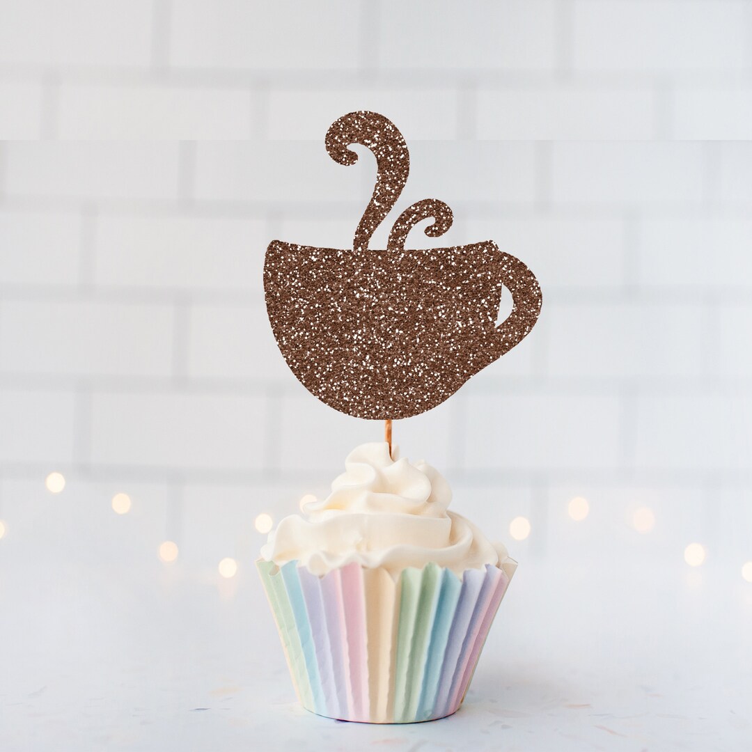 READY TO SHIP Glitter Coffee Cup Toppers, Coffee Lover Party, Latte ...