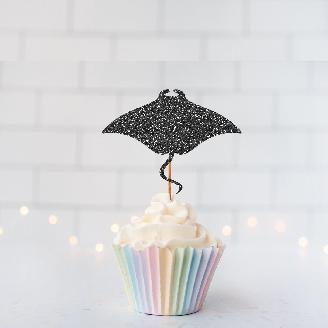 Glitter Stingray Cupcake Toppers, Glitter Cupcake Toppers, Glitter Cake ...