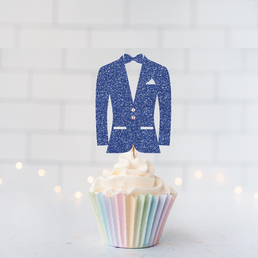 Glitter Tuxedo Cupcake Toppers, Formalwear, Black Tie Party, Elegant ...
