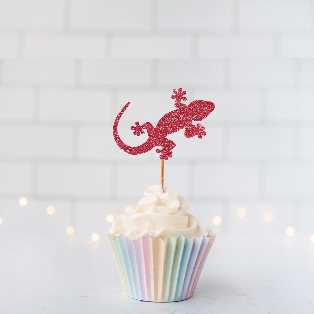 Glitter Lizard Cupcake Toppers, Glitter Cupcake Toppers, Glitter Cake ...