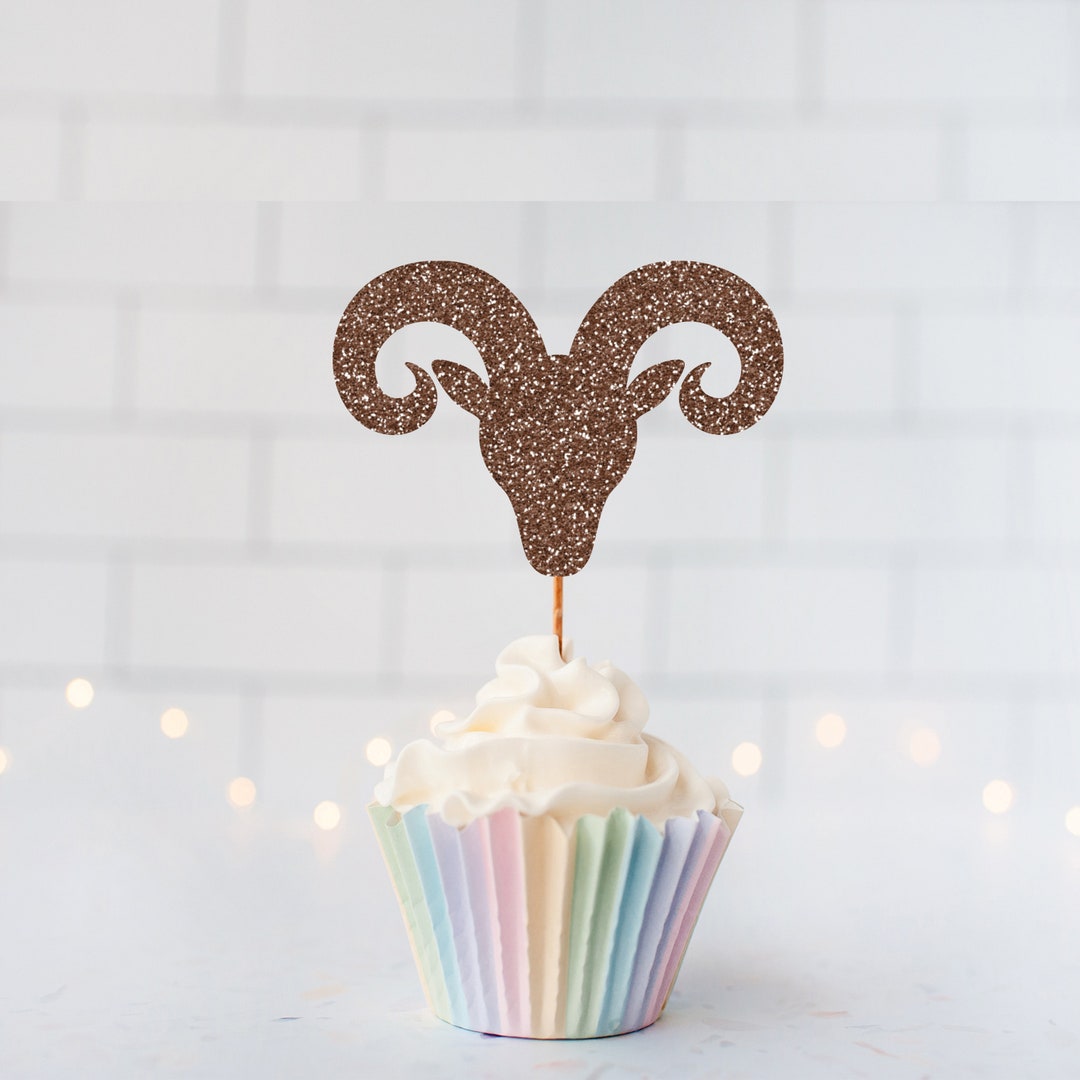 Glitter Ram Head Cupcake Toppers, Glitter Cupcake Toppers, Glitter Cake ...