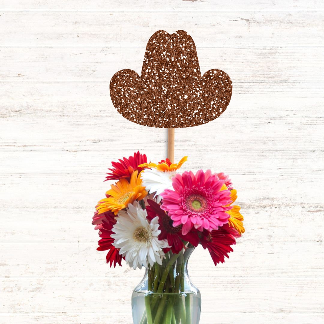 Glitter Cowboy Hat Centerpiece Sticks, Glitter Table Decorations ...