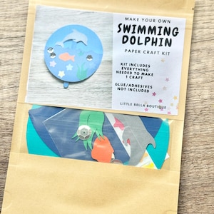 Swimming Dolphin Paper Craft Kit, Dolphin Craft Kit for Kids, Under the ...