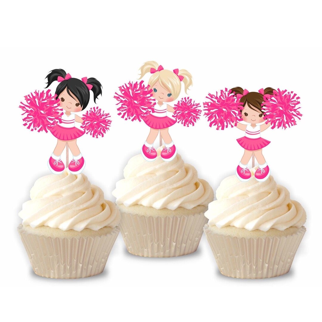 Printed Cheerleader Cupcake Toppers, Printed Cheer Cupcake Toppers ...