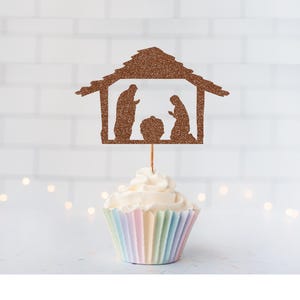 Glitter Nativity Cupcake Toppers, Glitter Cupcake Toppers, Glitter Cake ...