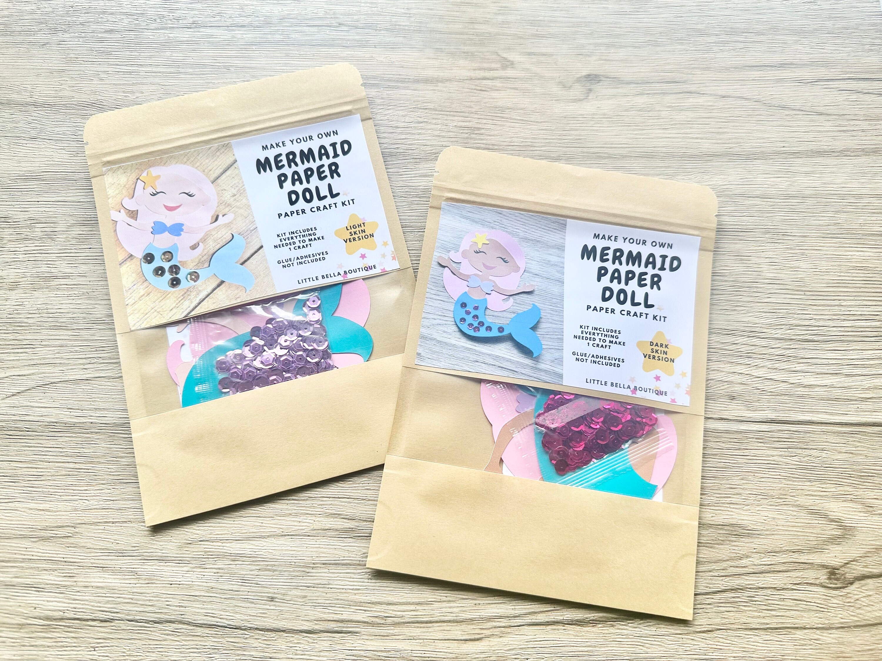 Mermaid Paper Doll Paper Craft Kit Mermaid Arts & Crafts Kit for Kids ...