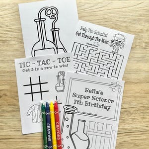 Personalized Science Coloring Kit Favors, Science Party Coloring Book ...