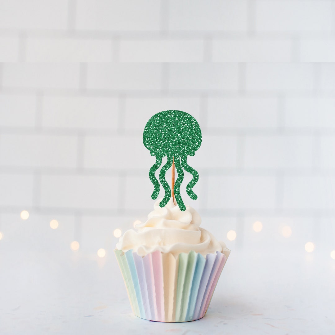 Glitter Jellyfish Cupcake Toppers, Glitter Cupcake Toppers, Glitter ...
