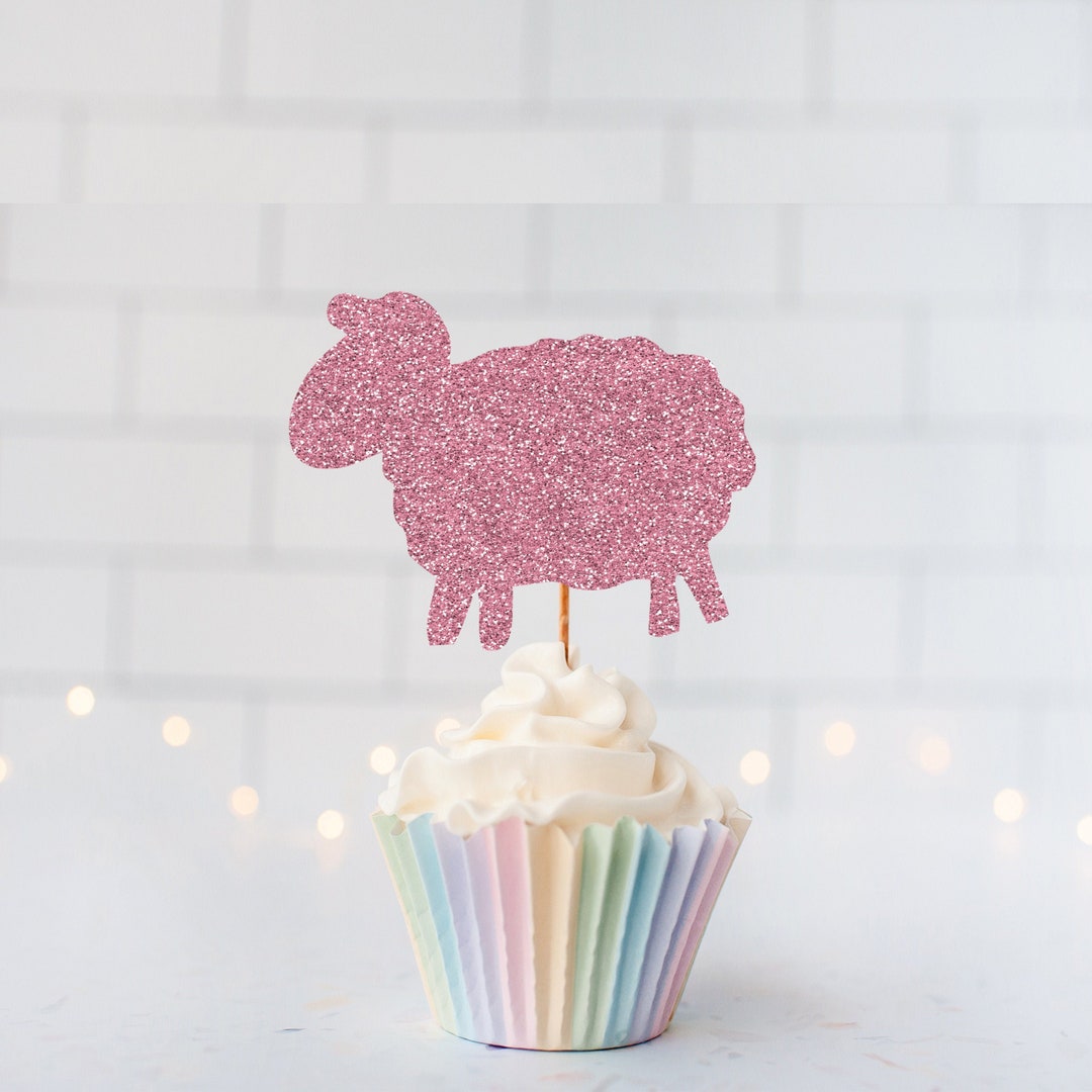 Glitter Sheep Cupcake Toppers, Glitter Cupcake Toppers, Glitter Cake ...