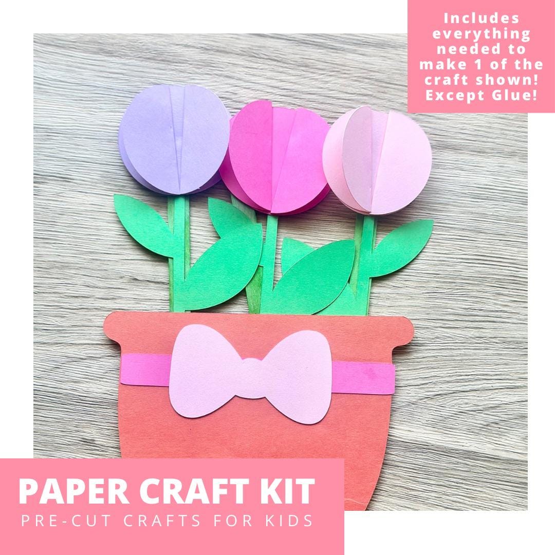 Spring Flower Pot Paper Craft Kit, Flower Arts & Crafts Kit for Kids ...