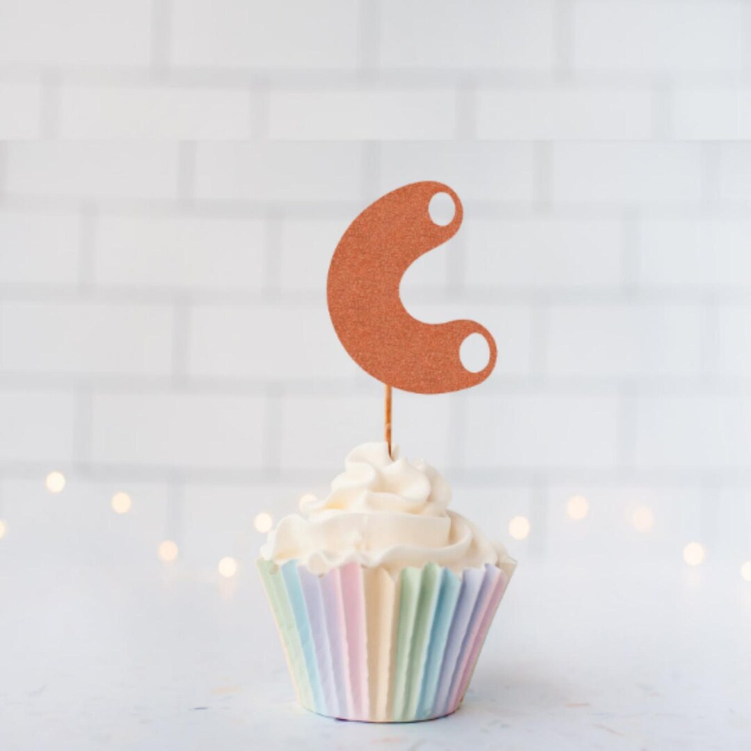 Glitter Macaroni Noodle Cupcake Toppers, Pasta Theme, Mac and Cheese ...